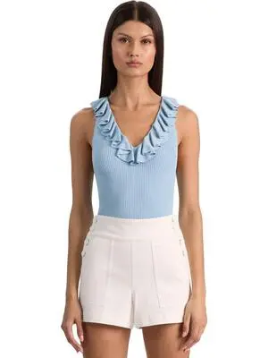 Alice + Olivia Marnie Ruffle Tank - Blue