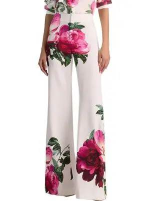 Alice + Olivia Andrew Floral Bootcut Pants - White