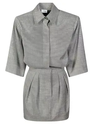 Andamane Axel Padded-shoulder Mini Dress - Grey