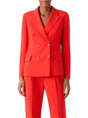 Akris Azalea Wool Double Breasted Jacket - Vermillion