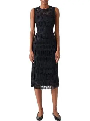 Akris Wave Lace Sheath Dress - Black