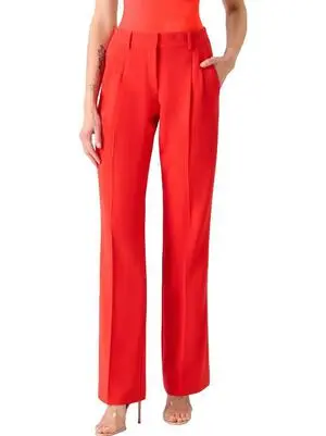 Akris Fabri Pleated Wool Pants - Vermillion