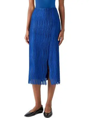 Akris Techno Lace Midi Pencil Skirt - Lapis Blue