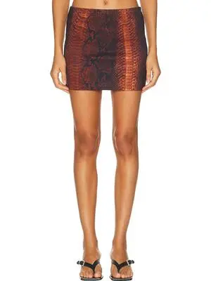 JEAN PAUL GAULTIER Cotton Ribbed Printed Python Mini Skirt - Brown & Black