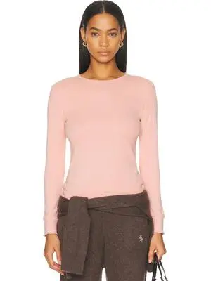 Donni. Baby Rib Scallop Long Sleeve Top - Blossom