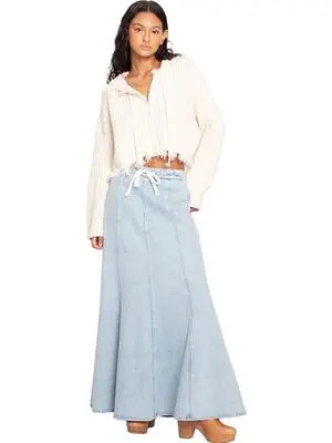 BELLE & BLOOM Flared Maxi Skirt - Stonewash