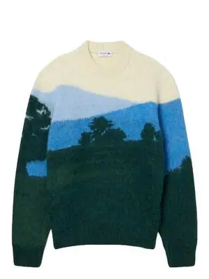 Lacoste Landscape Pattern Crewneck Sweater - Green/vaporous-overview
