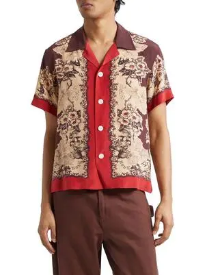 BODE Storybook Silk Camp Shirt - Red Black