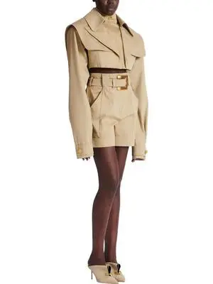 Balmain Cropped Gabardine Jacket - Beige
