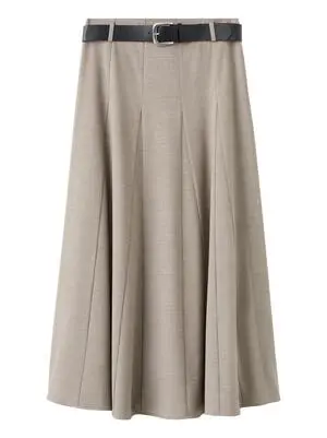 Mango Belted Godet Pleat A-line Skirt - Grey