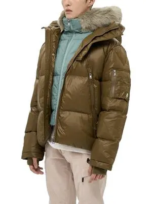 ALPHA STYLE Kudu Detachable Double Hood Puffer - Dark Green
