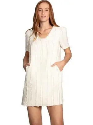 BELLE & BLOOM Solana Fringe Shift Mini Dress Natural