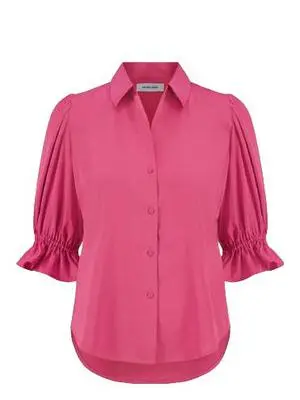 THE NOLI SHOP Cindy Ruffle Sleeve Shirt - Petal Pink