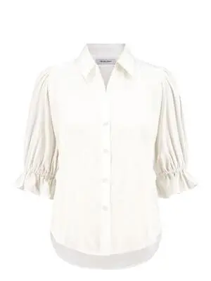THE NOLI SHOP Cindy Ruffle Sleeve Shirt - White