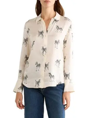 Rails Saige Zebra Print Button-up Shirt - Ivory Zebra