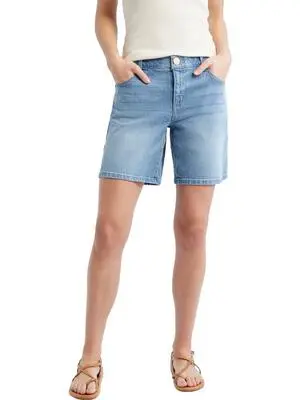 Wit & Wisdom High Waist Relaxed Denim Shorts - Light Blue