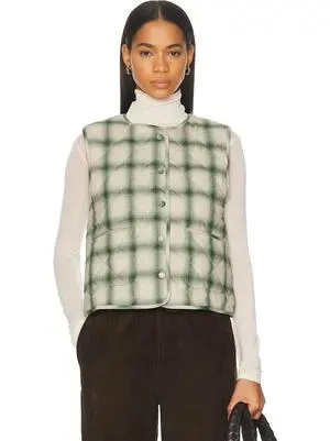 Donni. Quilted Plaid Flannel Vest - Oregano