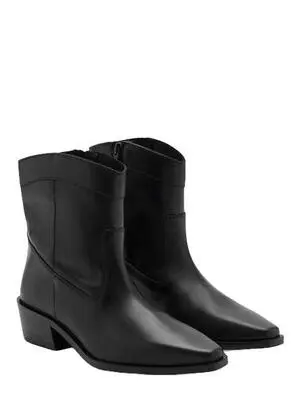 Mango Block Heel Bootie - Black