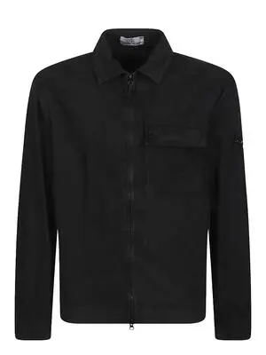Stone Island Zip-up Cotton Jacket - Black