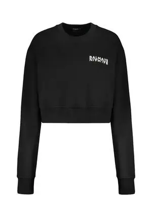 Balmain Cropped Logo Sweatshirt - Black