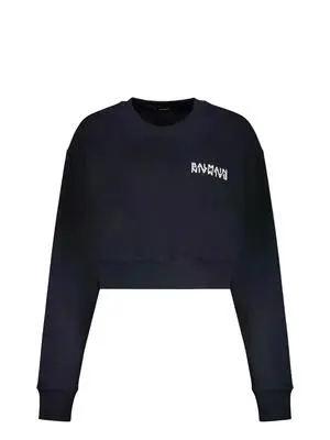 Balmain Cropped Logo Sweatshirt - Blue