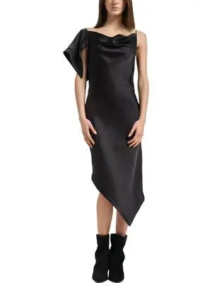 IRO PARIS Thiana Draped Asymmetrical Hem Dress - Black