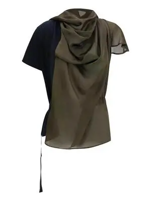 Sacai Draped-design T-shirt - Brown