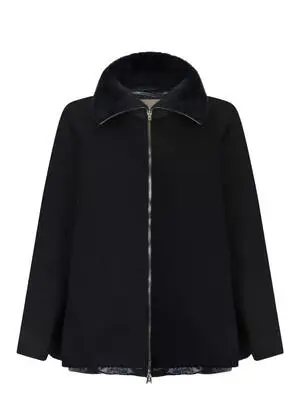 Herno Fur Collar Zip Coat - Black