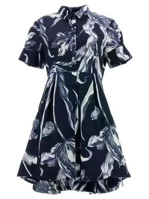 Erdem Floral Print A-line Dress - Blue