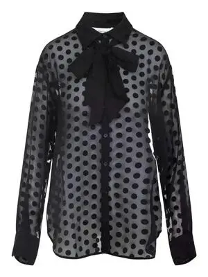 THE FRANKIE SHOP Polka Dot Collared Shirt - Black