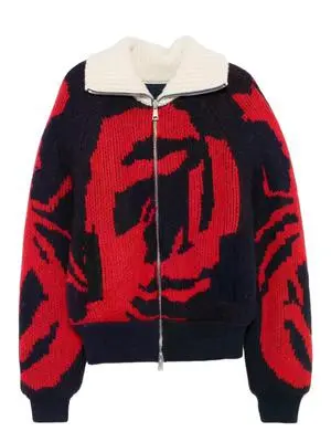 CHARLES JEFFREY Knitted Zip Puffer Jacket - Red