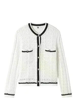 B+AB Contrasting-trim Cardigan - White