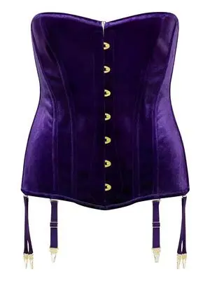 MAISON CLOSE Lace-up Garter Corset - Purple