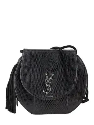 Saint Laurent Demi Lune Minaudière Snakeskin-embossed Shoulder Bag - Black