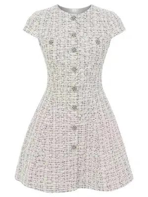 Alice + Olivia Cap-sleeve Embellished Midi Dress - White