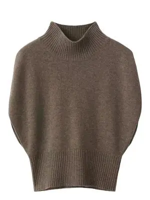 LISA YANG Ribbed Funnel-neck Sweater - Brown