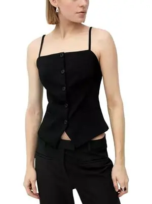 Hugo Buttoned Camisole Top - Black