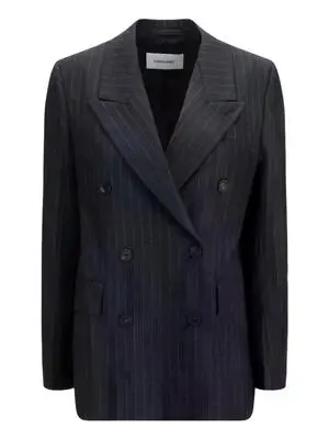 FERRAGAMO Pinstripe Wool Blazer - Black