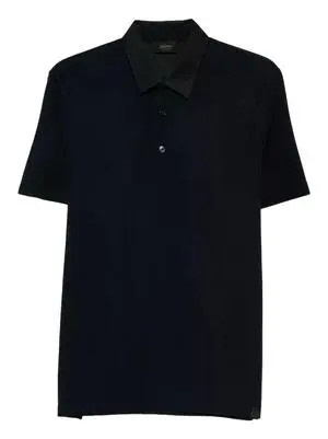 Brioni Contrast-collar Polo Shirt - Blue
