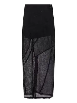 YEHUAFAN Panelled Full Length Skirt - Black