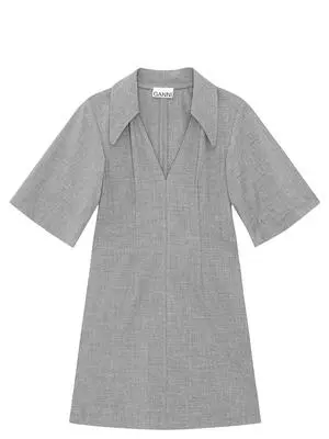 GANNI Short-sleeve Collar Mini Dress - Grey