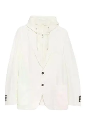 Eleventy Hooded Single-breasted Blazer - White