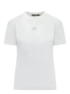 Dolce & Gabbana Embellished-logo T-shirt - White