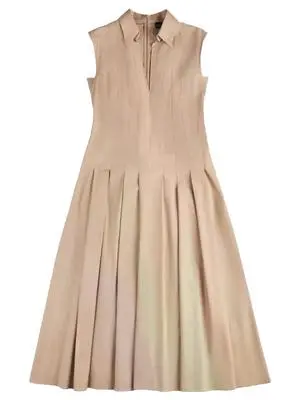 FAY Pleated Midi Dress - Neutrals