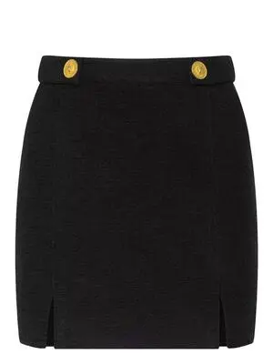 L'Agence Nelina Buttoned Tab Mini Skirt - Black