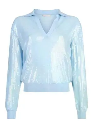 Liu Jo V-neck Sequin Sweater - Blue