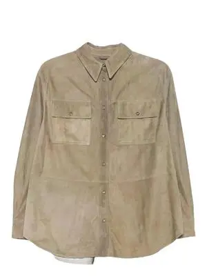 Brunello Cucinelli Leather Pocket Shirt - Neutrals