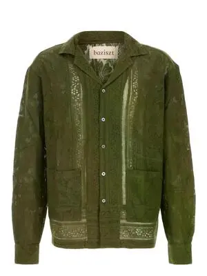 BAZISZT Lace-detail Shirt - Green