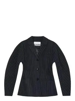 GANNI Pinstripe Button-fastening Blazer - Blue