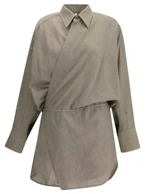 PETAR PETROV Wrap Shirt Mini Dress - Grey